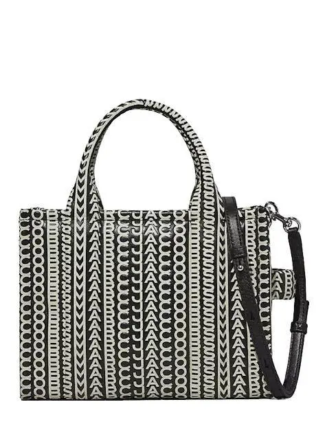Marc Jacobs Monogram Leather Small Tote Bag - Black White