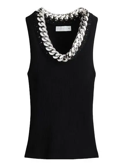 H&m Ribbed Vest Top With Chain Detail - Black