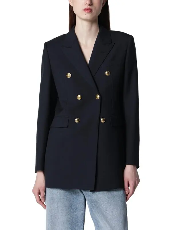 Saint Laurent Double-breasted Virgin Wool Gabardine Jacket - Blue