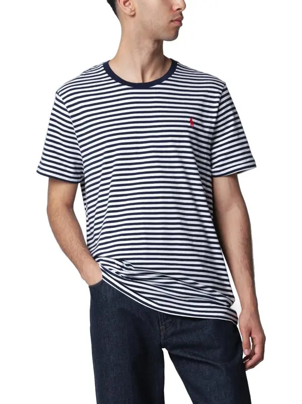 Polo Ralph Lauren White/navy Striped Custom Slim-fit T-shirt - Blue