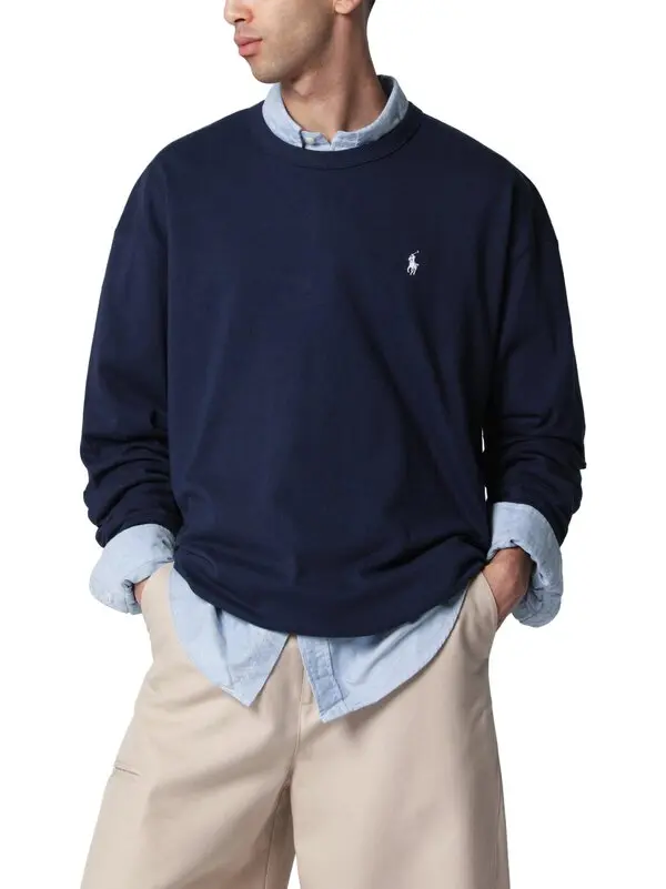 Polo Ralph Lauren Navy Cotton Crewneck Sweatshirt - Blue