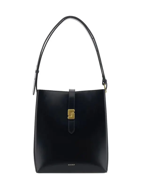 Soeur Bello Shoulder Bag In Smooth Calfskin - Black