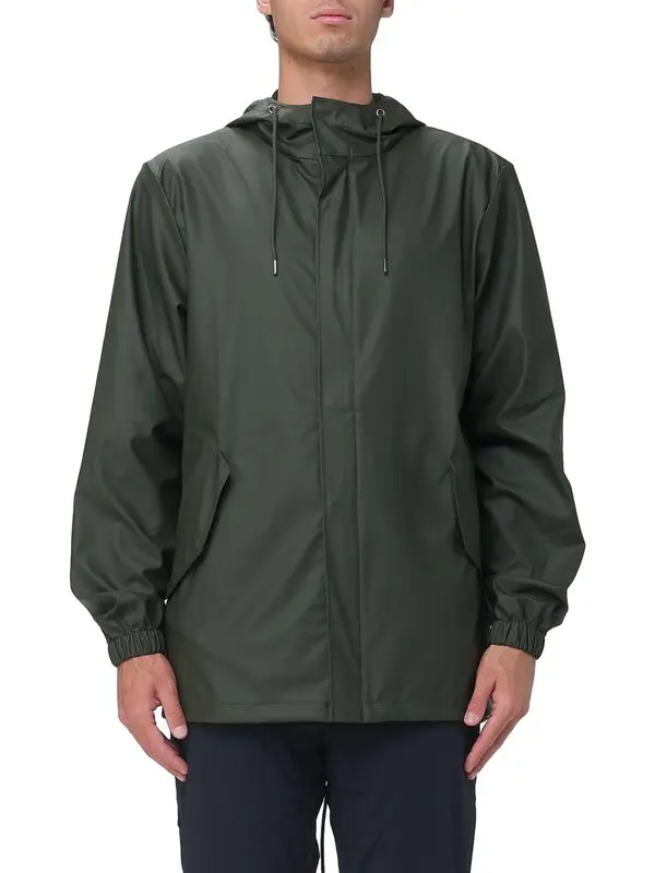 Rains Waterproof Jacket With Drawstring Hood - Green