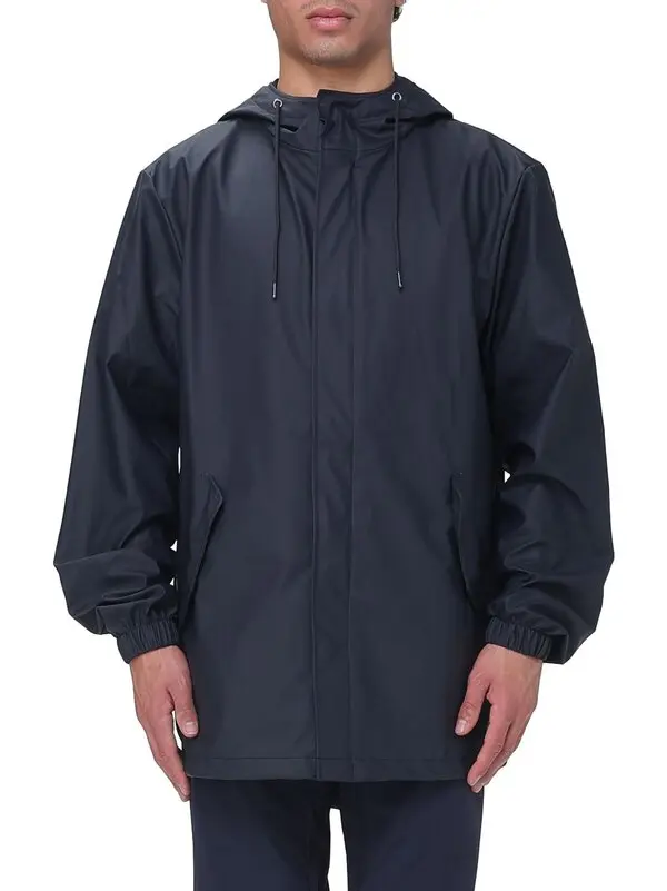 Rains Hooded Raincoat In Polyester - Navy