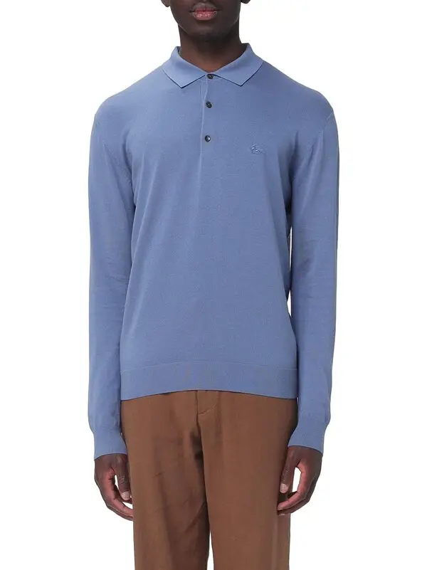 Etro Cotton Knit Polo Shirt - Blue