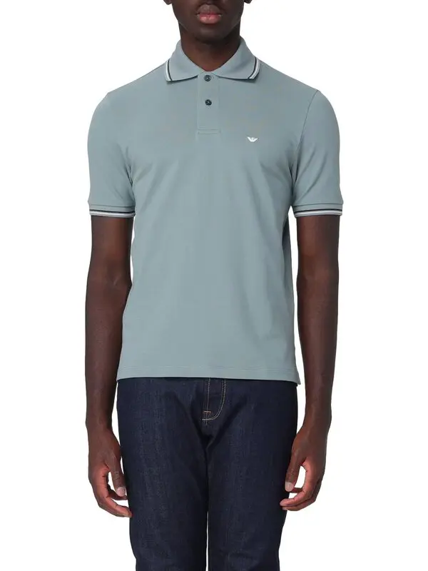 Emporio Armani Cotton Polo Shirt With Logo - Green