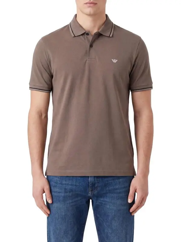 Emporio Armani Cotton Polo Shirt With Logo - Grey