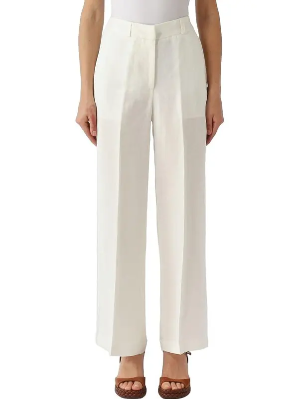 Malìparmi Linen Blend Palazzo Trousers - White 1