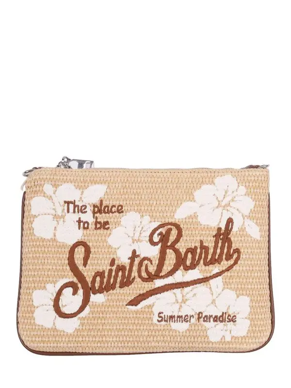 MC2 SAINT BARTH Woven Mini Bag With Floral Embellishment - Fa02