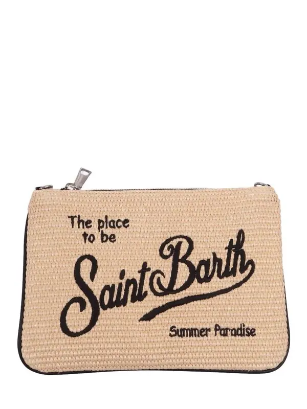 MC2 SAINT BARTH Parisienne Raffia Pouch With Embroidered Logo - Multicolor