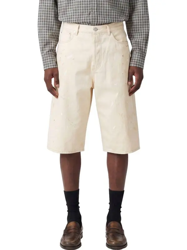 Acne Studios Cream Distressed Denim Shorts - Ivory