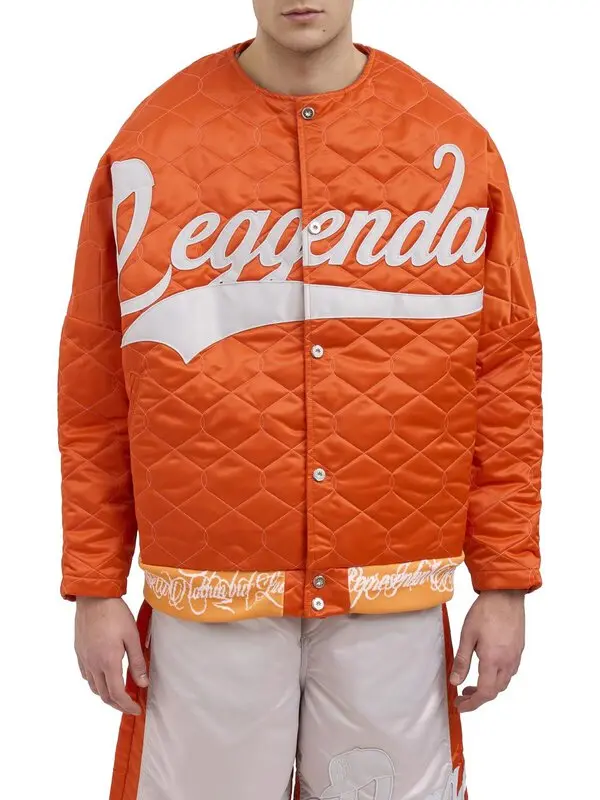 PDF Quilted Nylon Oversized Down Jacket - Orange