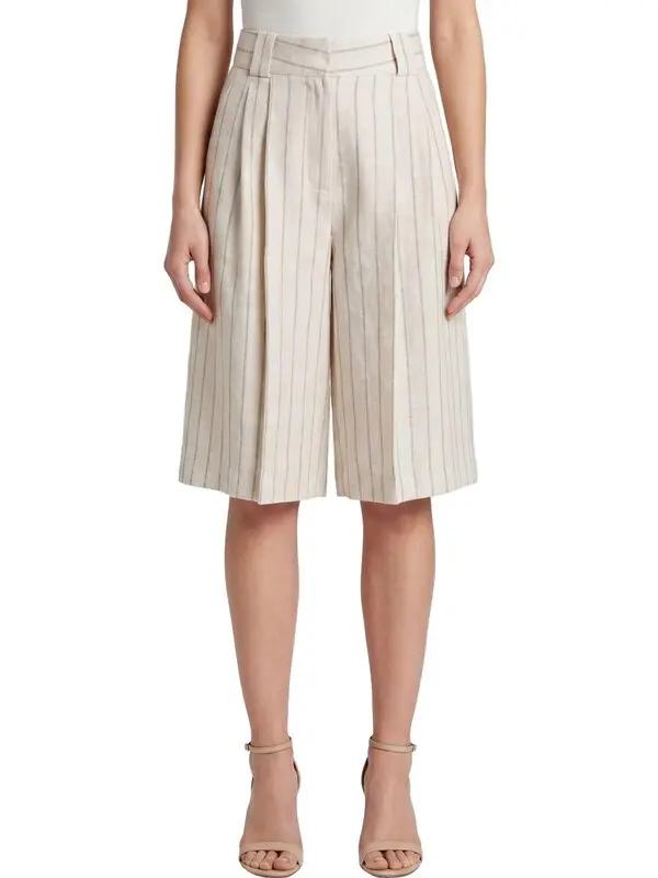 BLAZÉ MILANO Striped Tailored Shorts - Beige