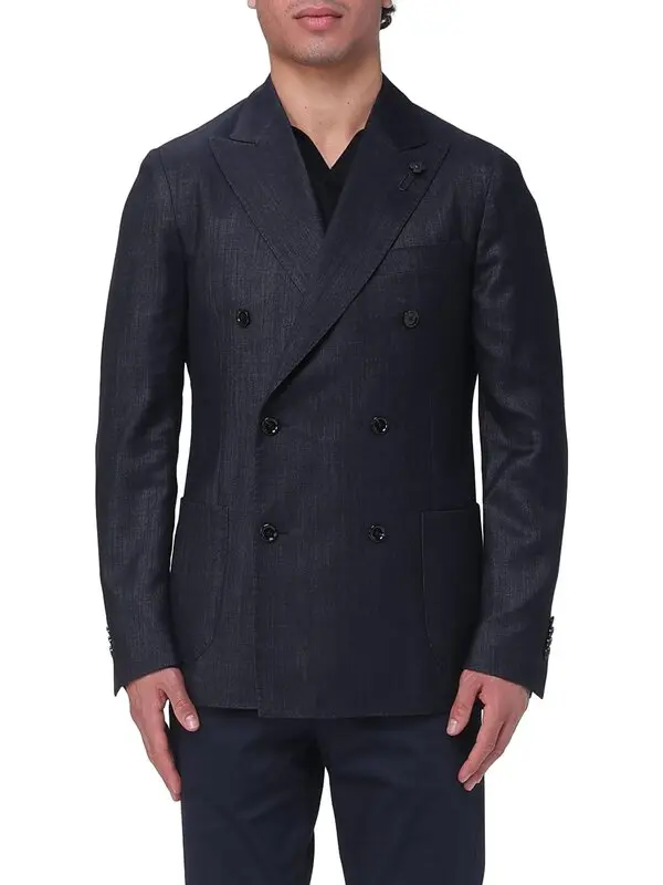 LARDINI Double Breasted Jacket - Blue