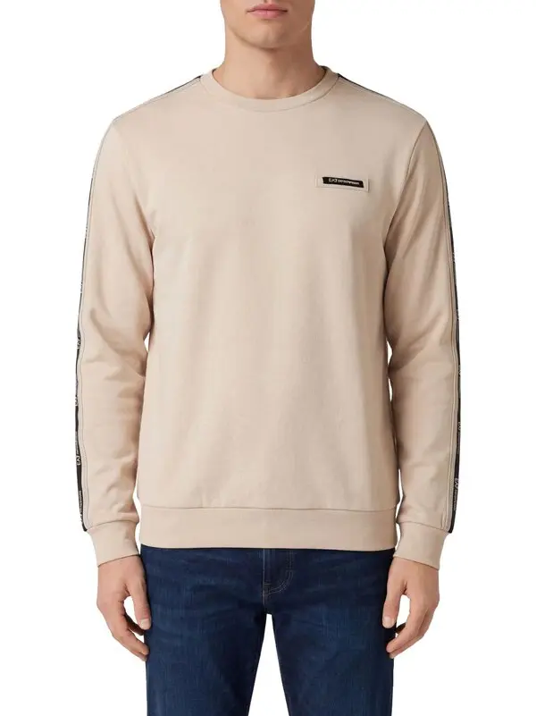 EA7 Sweatshirt With Contrast Taping - Beige