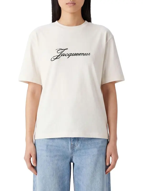 Jacquemus Cotton T-shirt With Contrasting Logo - White