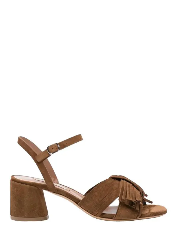 Casadei Heeled Sandals With Fringes - Brown
