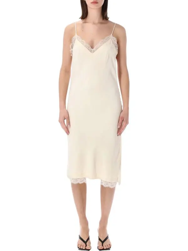 RÓHE Lace Trimmed Slip Dress - Beige
