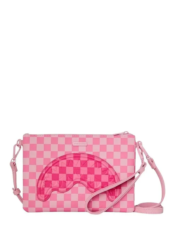SPRAYGROUND Clutch Bag With Checkered Pattern And Applique Detail - Pink