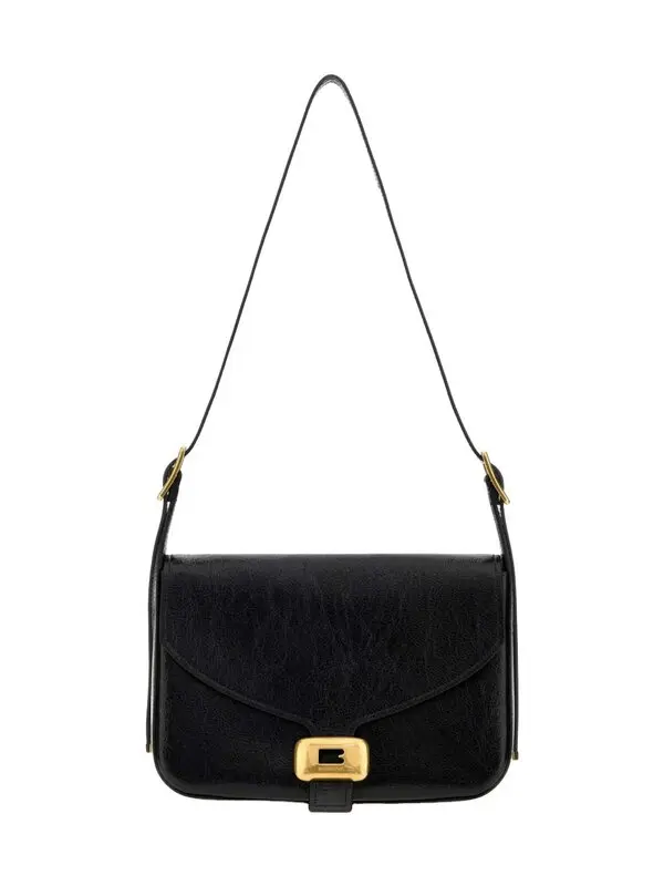 Balenciaga Clicca Arena Leather Shoulder Bag - Black