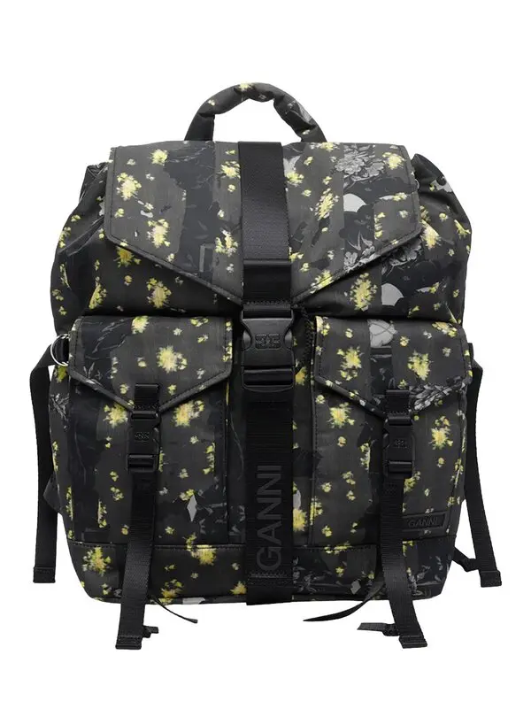 GANNI Printed Backpack - Brown