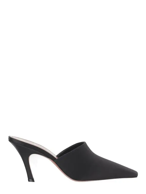 Amina Muaddi Jamie Silk Satin Mules - Black