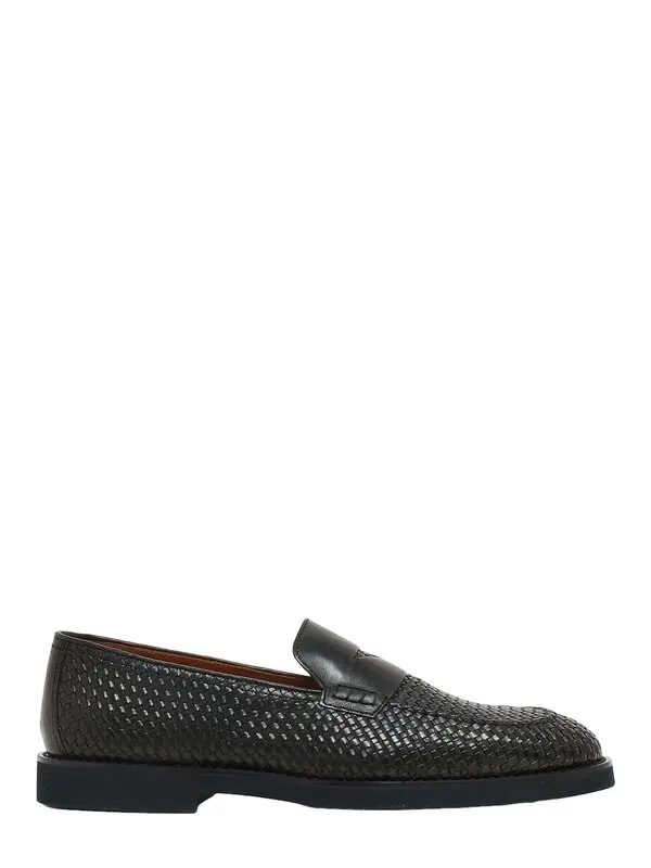 DOUCAL'S Penny Braided Leather Loafers - Blue