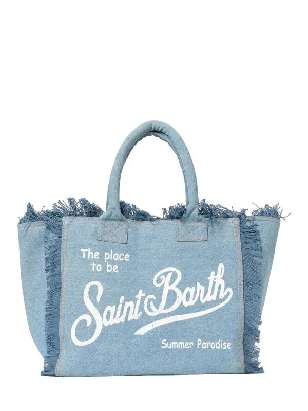 MC2 SAINT BARTH Printed Cotton Vanity Bag With Logo - Blue 2