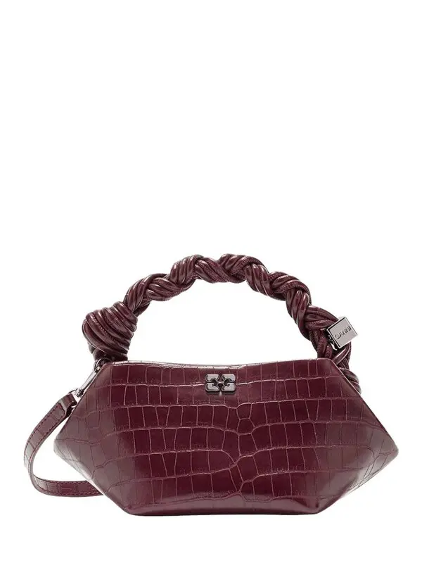 GANNI Croc Effect Handbag With Twisted Top Handle - Red