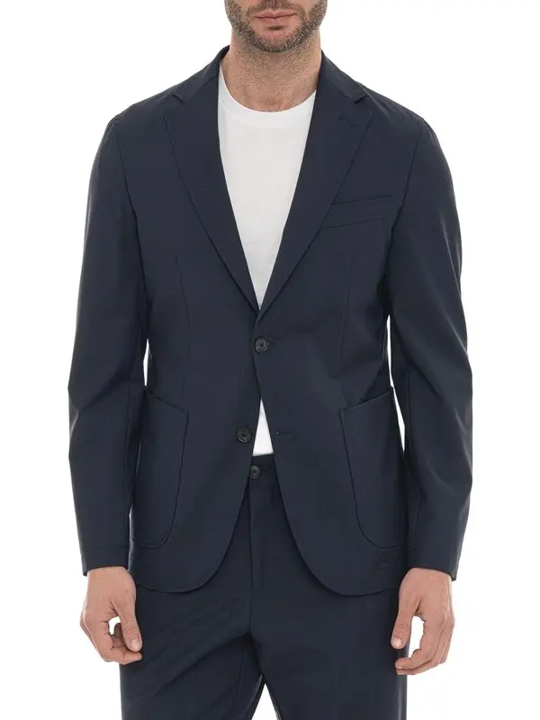 BOSS Single-breasted Wool Blend Blazer - Blue