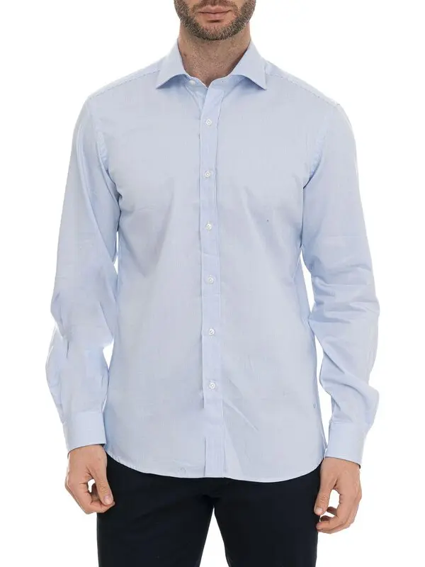 FAY White Cotton Casual Shirt - Sky Blue