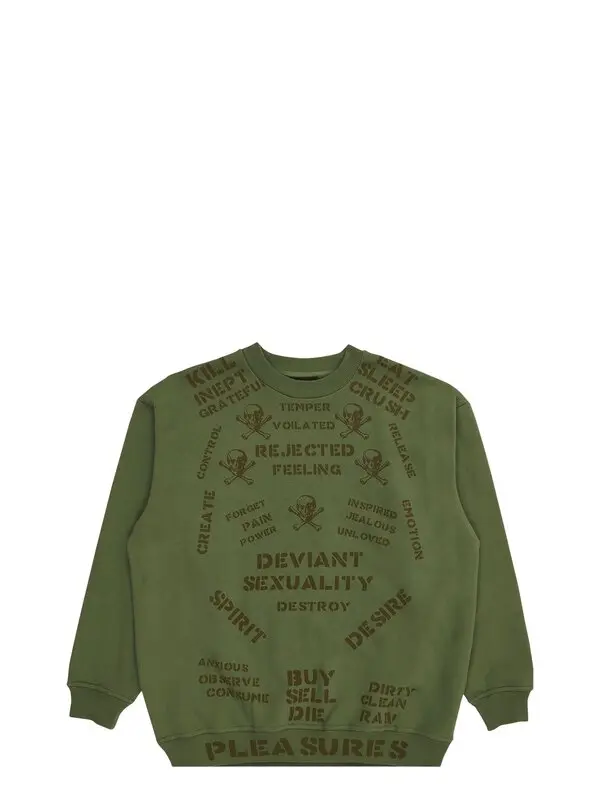 PLEASURES Graphic Crewneck Sweatshirt - Green