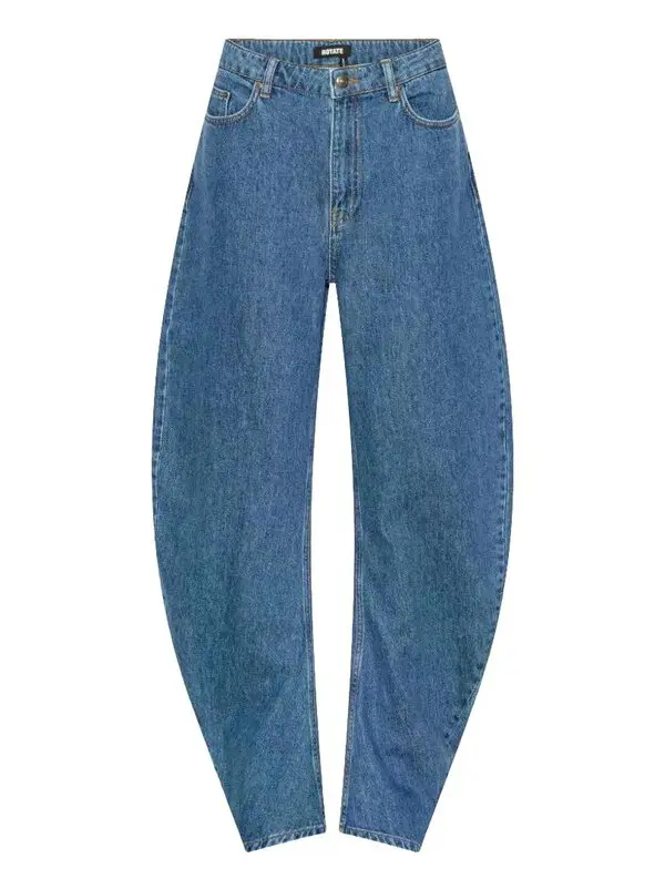ROTATE BY BIRGER CHRISTENSEN Draped Barrel Leg Jeans - Blue