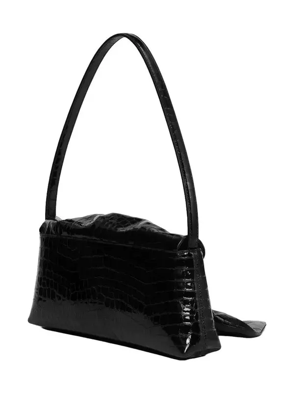 ROTATE BY BIRGER CHRISTENSEN The Drape Bag Croco Shoulder Bag - Black
