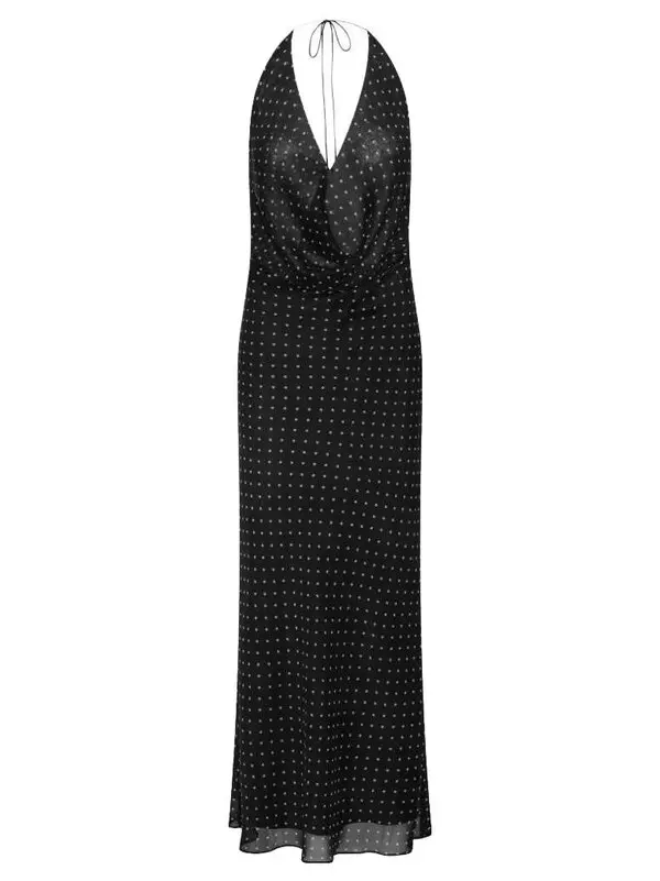 ROTATE BY BIRGER CHRISTENSEN Polka Dot Halterneck Dress - Black