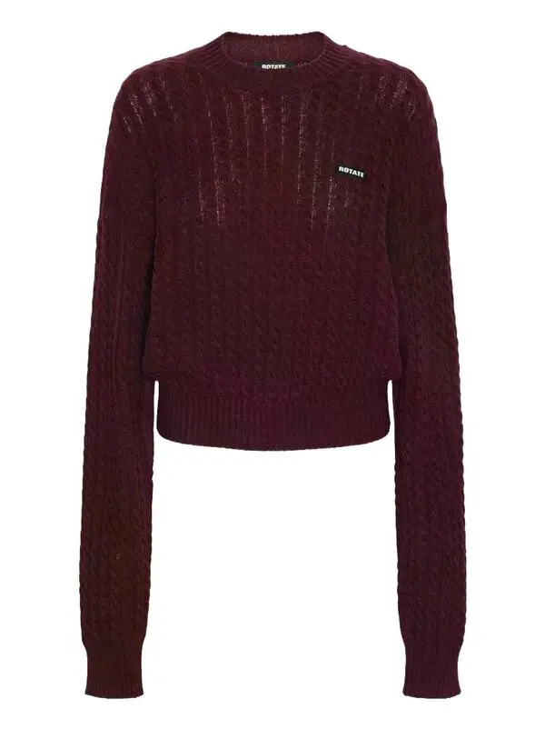ROTATE BY BIRGER CHRISTENSEN Cable Knit Crew Neck Sweater - Red