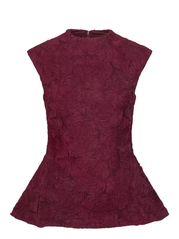 ROTATE BY BIRGER CHRISTENSEN Floral Peplum Hem Top - Red