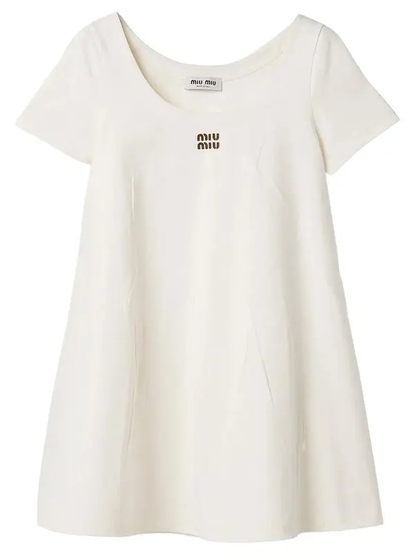 Miu Miu Cotton Jersey Mini Dress - White