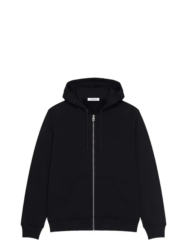 Givenchy Hooded Sweatshirt With Zip In Brushed Fabric - Black