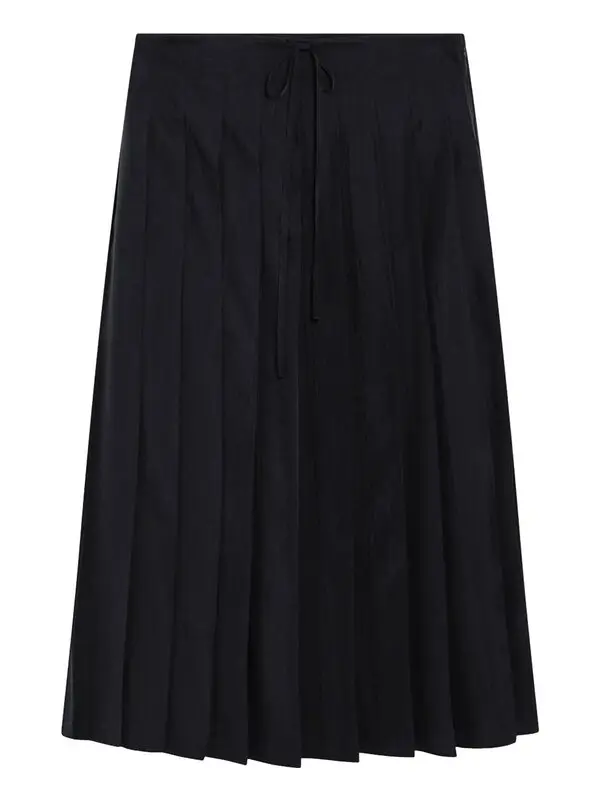 Prada Pleated Midi Skirt With Drawstring Waist - Blue
