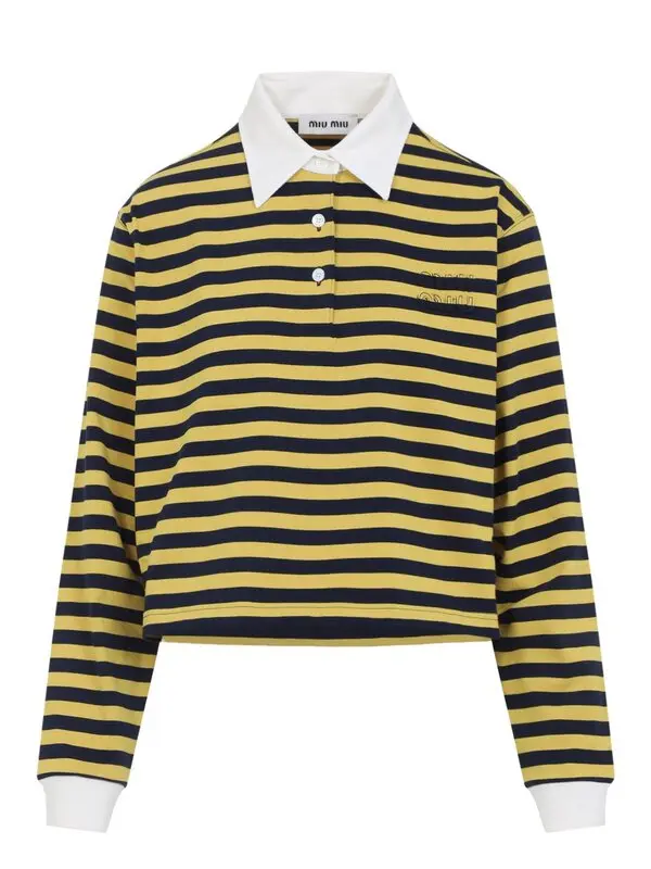 Miu Miu Striped Cotton Polo - Multicolor