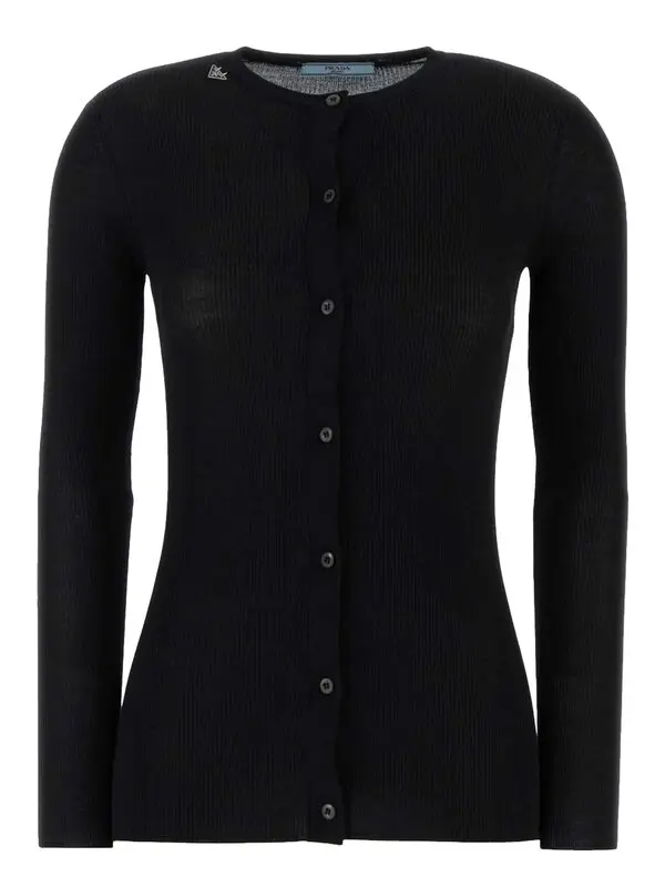 Prada Ribbed Knit Cardigan - Black