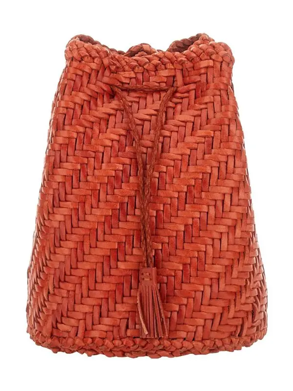 Dragon Diffusion Woven Leather Bucket Bag - Orange