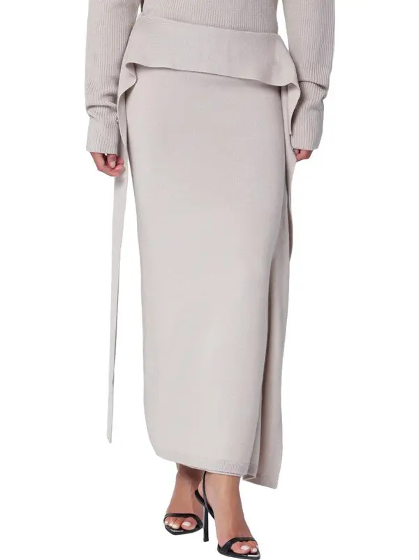 ENTIRE STUDIOS Light Beige Long Wool Skirt - Black