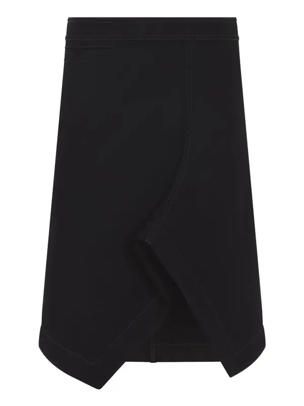 LEMAIRE Asymmetric Cotton Midi Skirt - Black