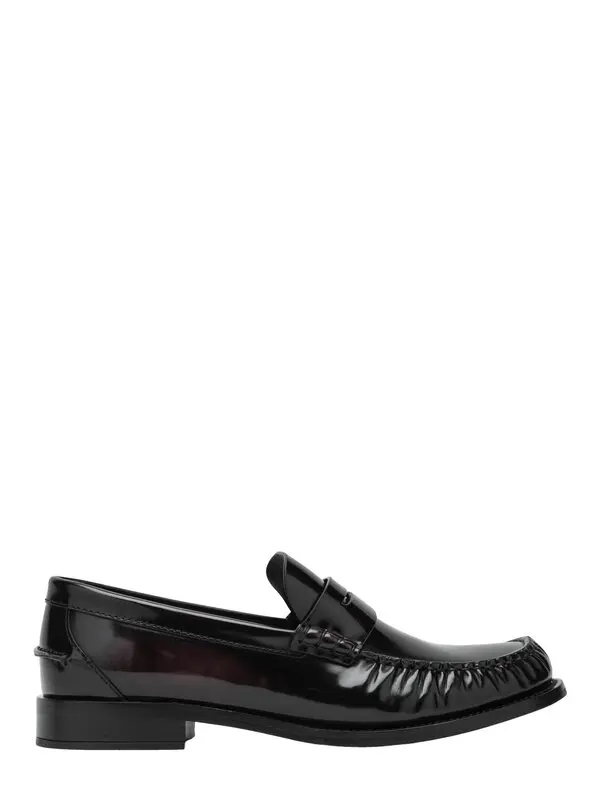 Prada Cordovan Polished Leather Loafers - Brown