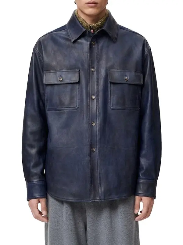 Loewe Button-up Hooded Coat - Blue