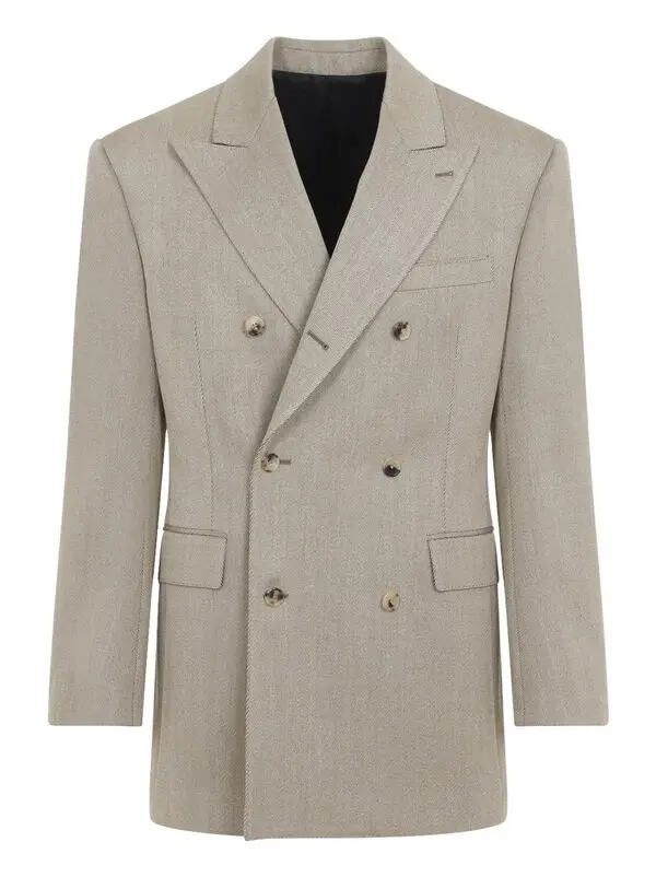 Celine Beige Wool Double-breasted Jacket - Brown