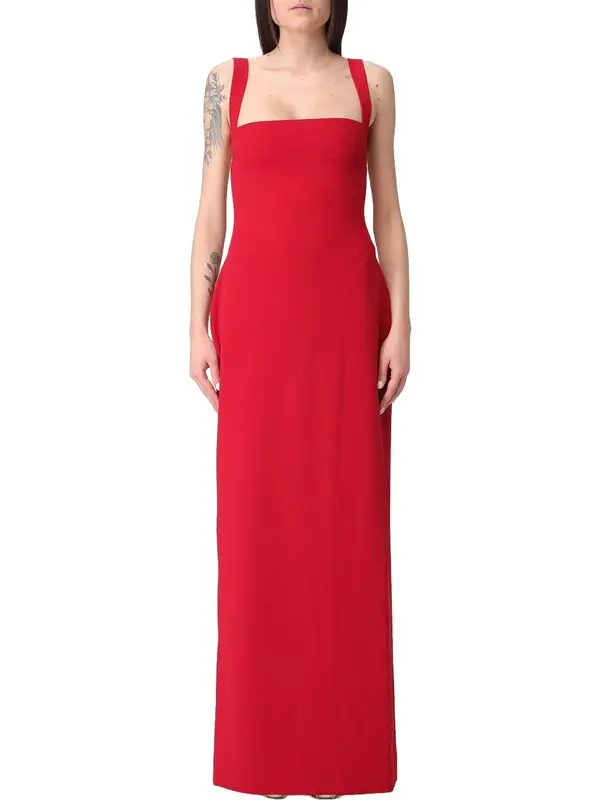 Solace London Square Neck Dress - Red