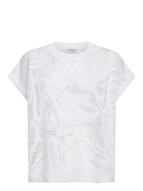 Brunello Cucinelli White Knit T-shirt - Multicolor